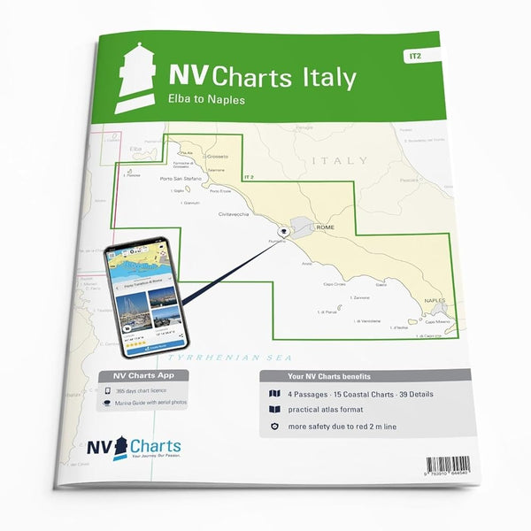 NV Atlas Italy IT 2 charts Elba to Naples with app – Boat-Stuff