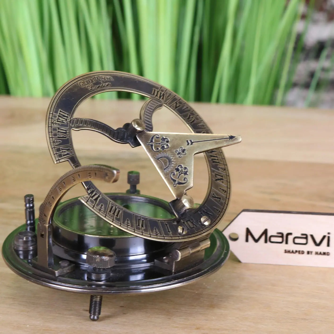 Gilbert and Sons Antique Brass Sundial Compass - Boat-Stuff